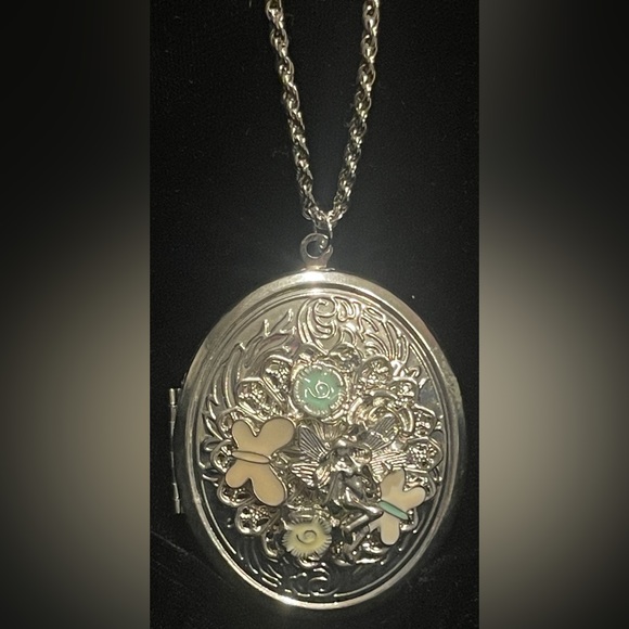 Jewelry | Vintage Silver Tone Fairy Locket With Enamel Flowers And ...